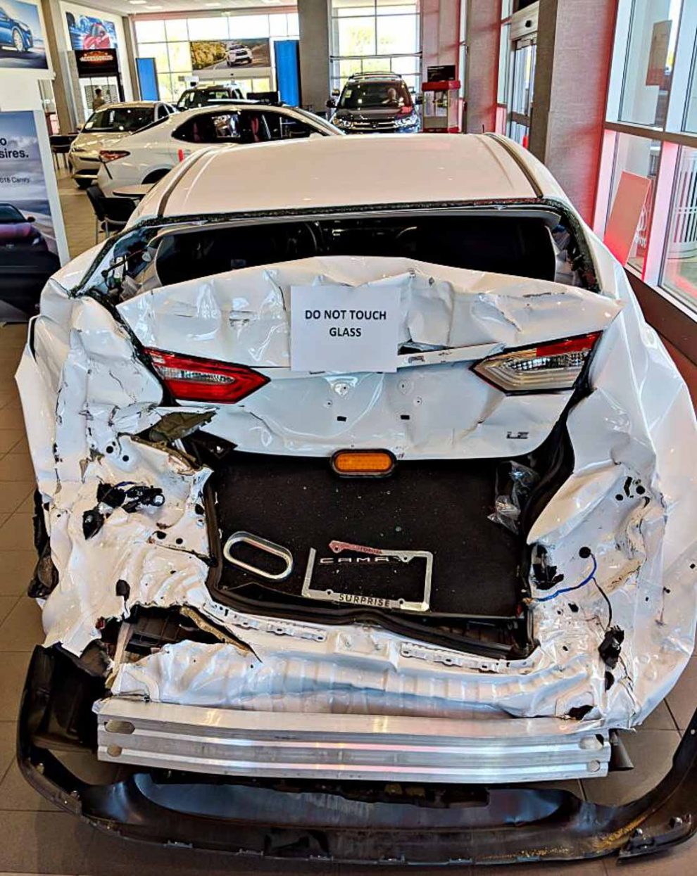 Here's how the new Toyota Camry looked like after being rear-ended ...